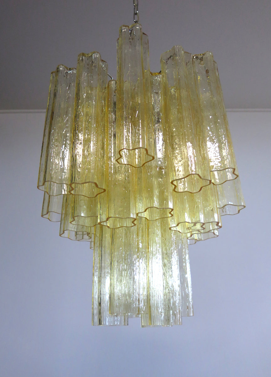 Murano Chandelier | 30 Yellow Tube Glass | Italian Lighting | Murano ...